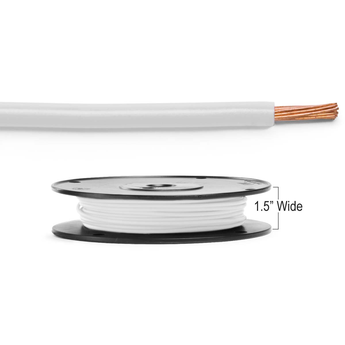 14 Gauge White PVC Primary Wire Narrow Spool - 100 Feet - Kimball Midwest