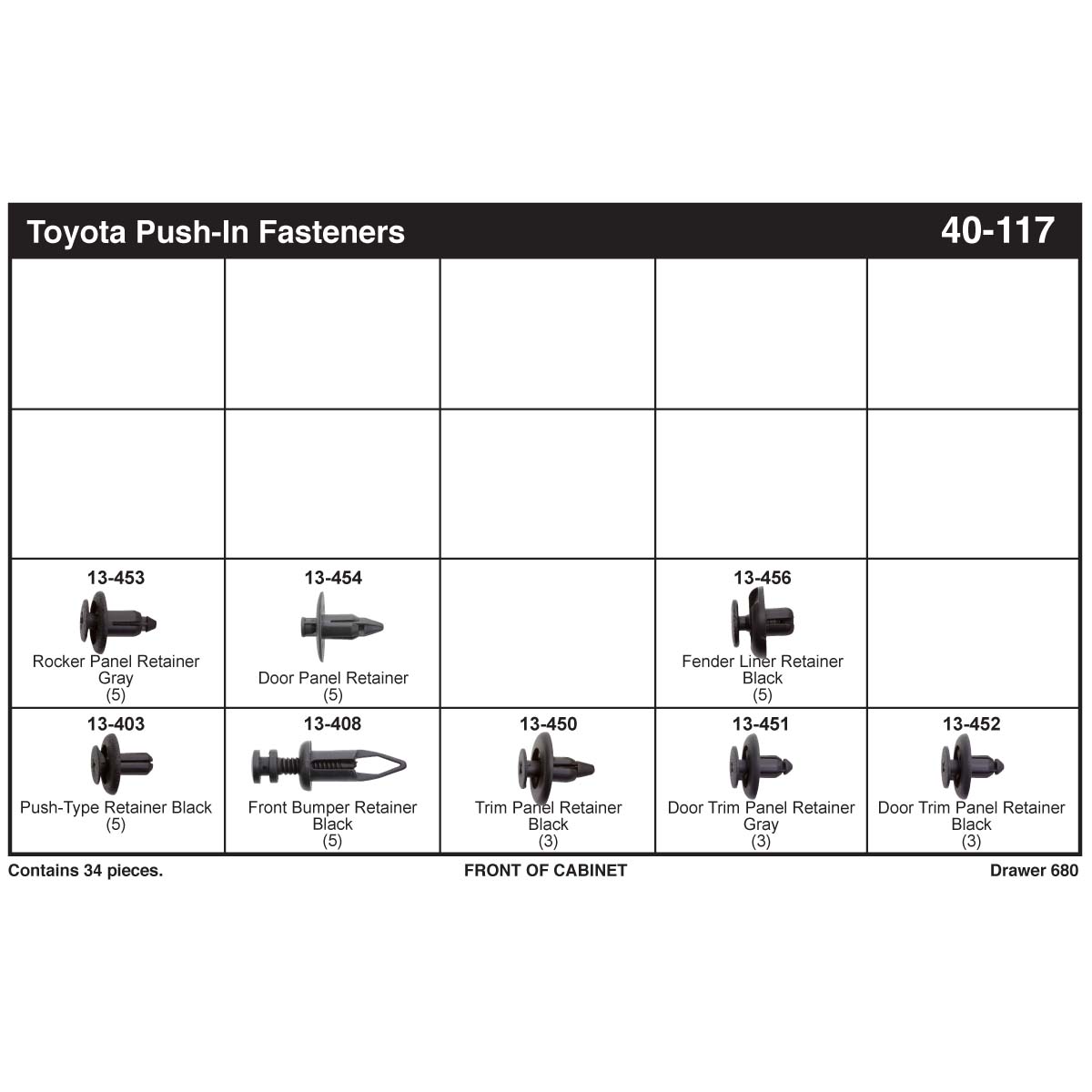 Toyota Push-In Fastener Assortment - Kimball Midwest