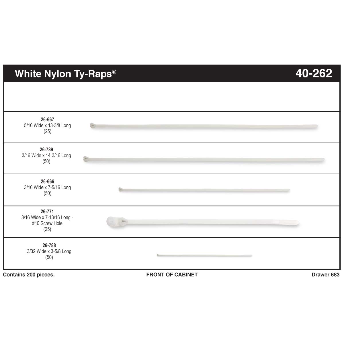 White Nylon Ty-Rap® Assortment - Kimball Midwest