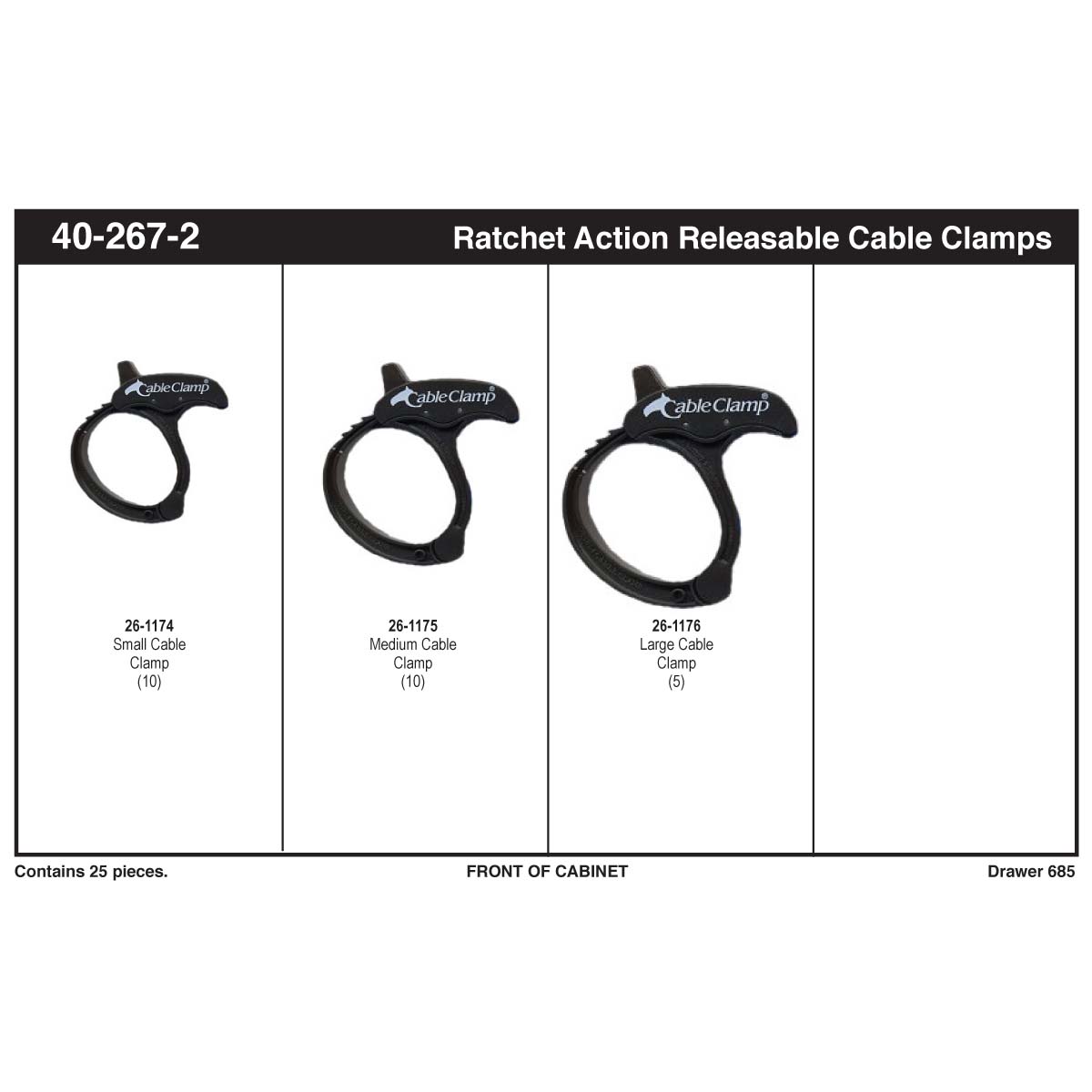 Ratchet Action Releasable Cable Clamp Assortment - Kimball Midwest