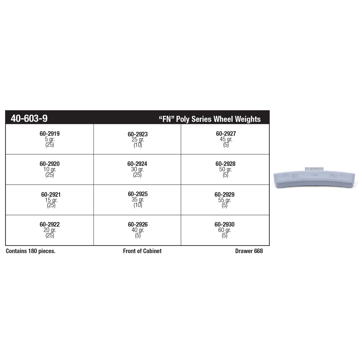 FN Poly Series Wheel Weight Assortment - Kimball Midwest