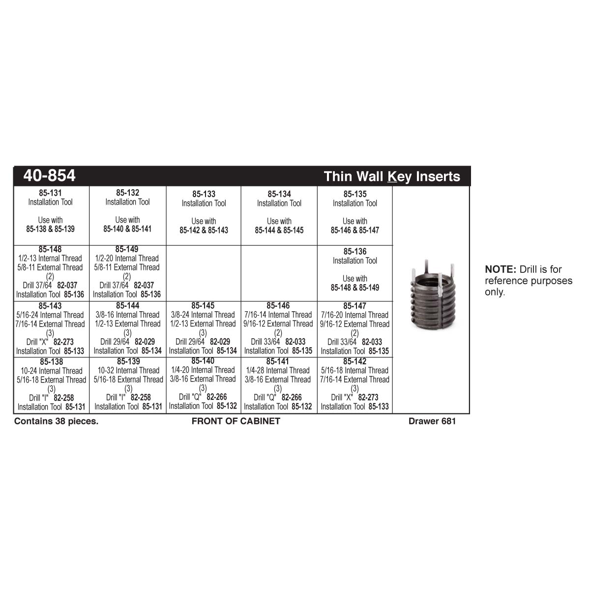 Thin Wall (USS & SAE) Key Insert Assortment (#10 - 1/2") - Kimball Midwest