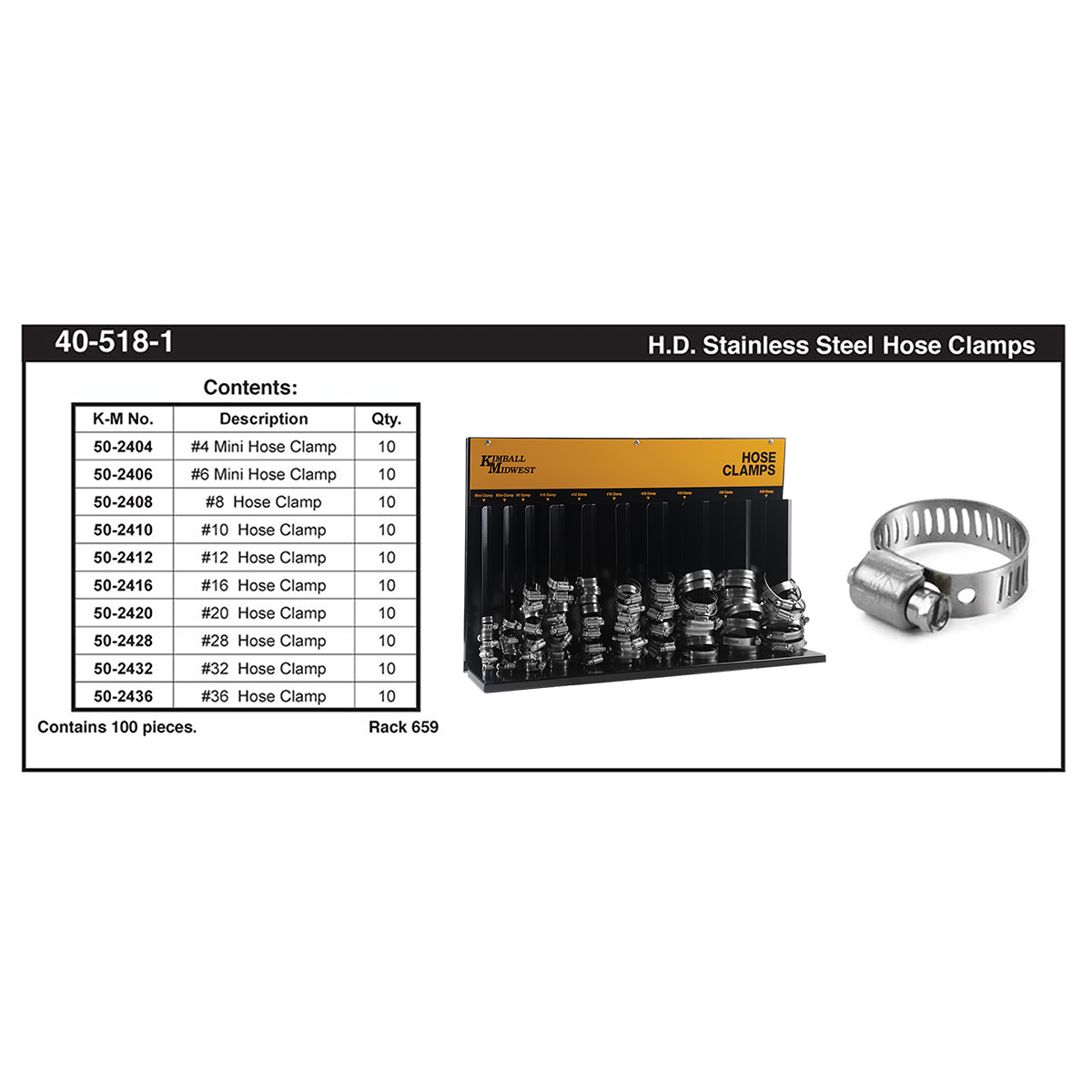 Heavy-Duty Stainless Steel Hose Clamp Assortment (#4 - #36) - Kimball ...