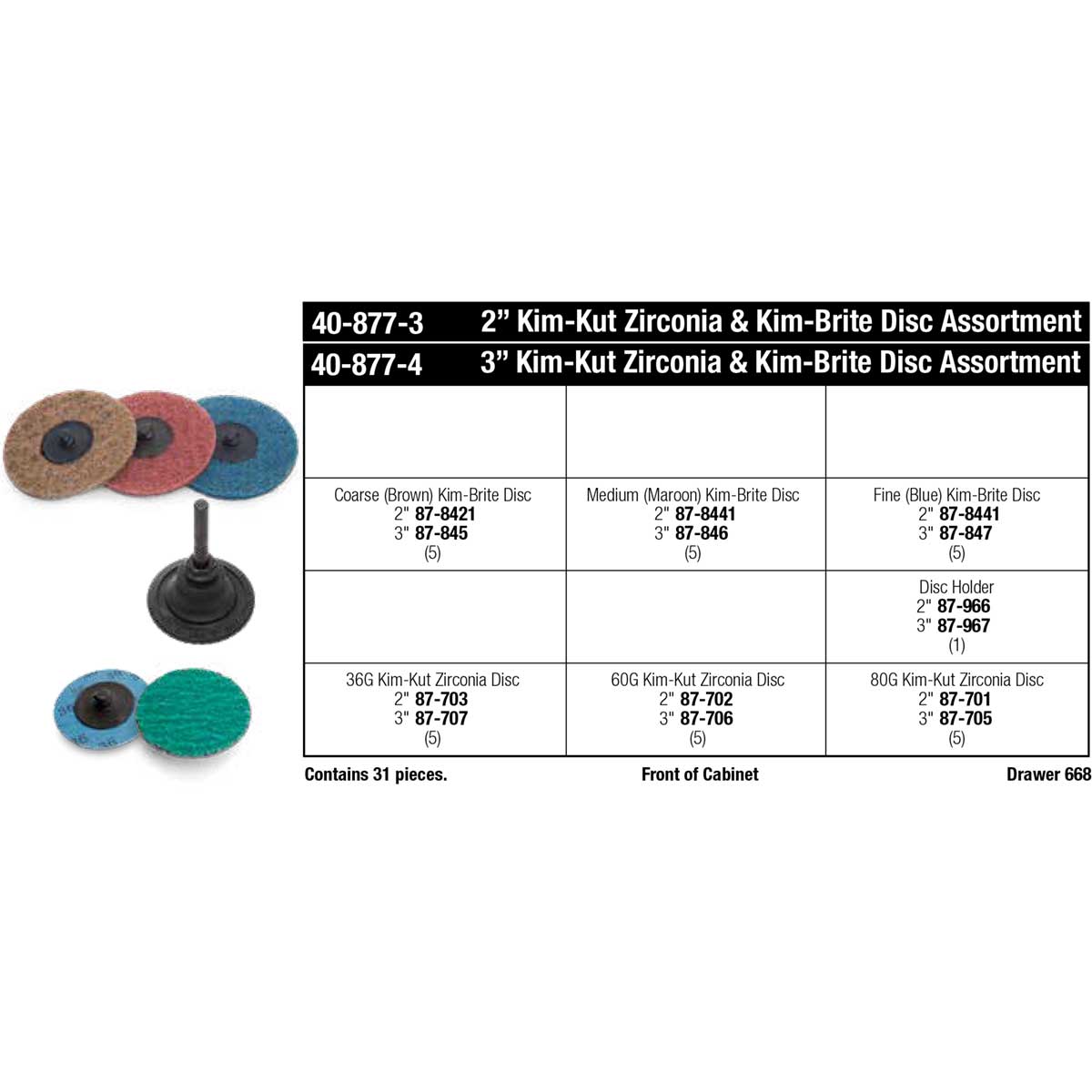 3" Kim-Kut™ Zirconia & Kim-Brite™ Disc Assortment - Kimball Midwest