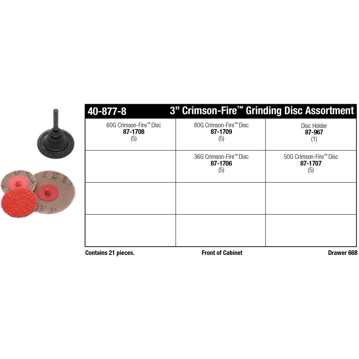3" Crimson-Fire™ Grinding Disc Assortment - Kimball Midwest