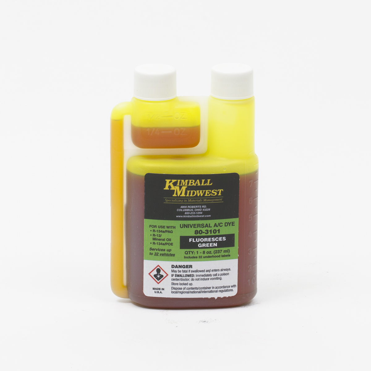 Universal A/C Fluorescent Leak Detection Dye 8 oz. Bottle - Kimball Midwest