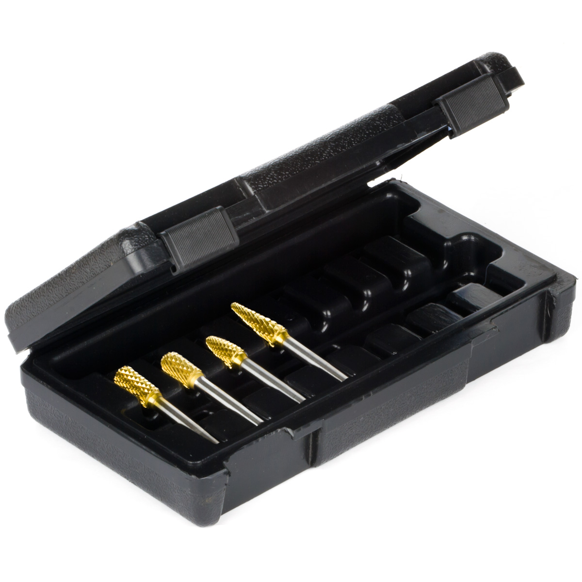 4 Pc. 1/4" Bur-Maxx TiN Coated Tungsten Carbide Bur Set - Kimball Midwest