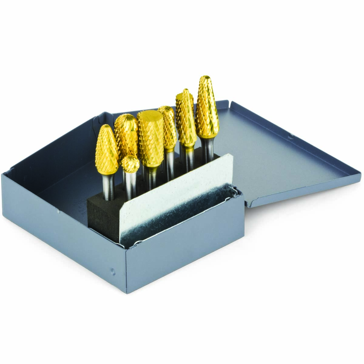 10 Pc. 1/4" Bur-Maxx TiN Coated Tungsten Carbide Bur Set - Kimball Midwest