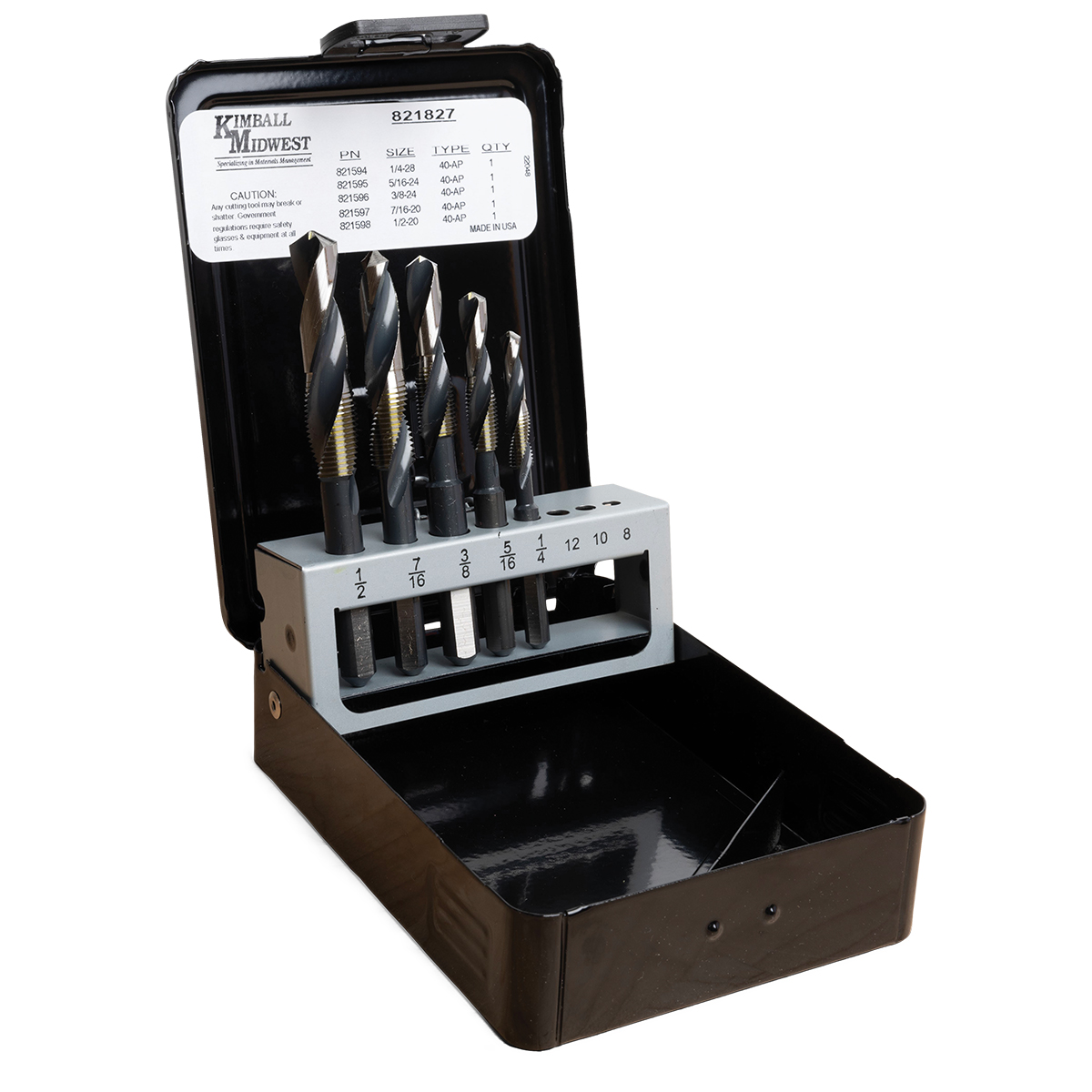 5 Piece Power-Tap 3 Set (1/4-28 thru 1/2-20) - Kimball Midwest