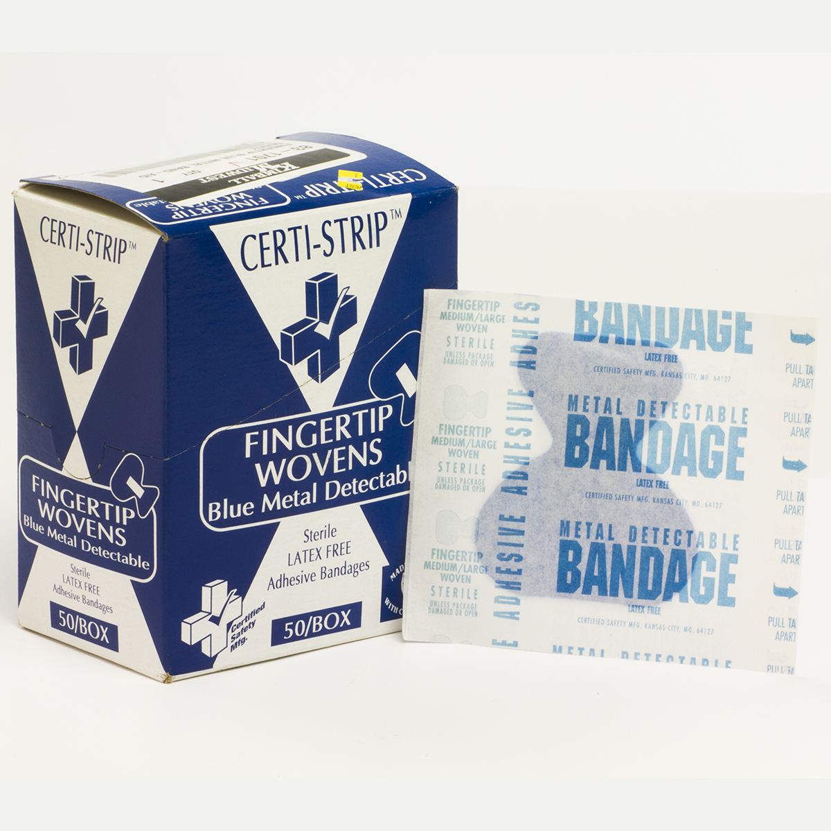Certi-Strip Blue Metal Fingertip Bandages - Kimball Midwest