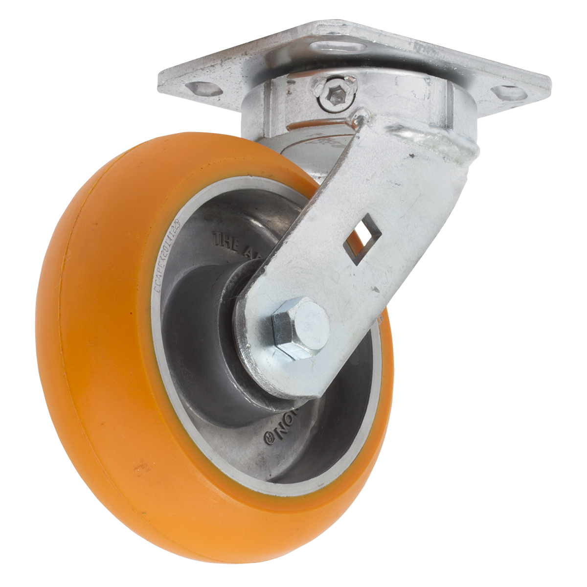 4" x 2" Heavy Duty Kingpinless Extended Aluminum Polyurethane Caster ...