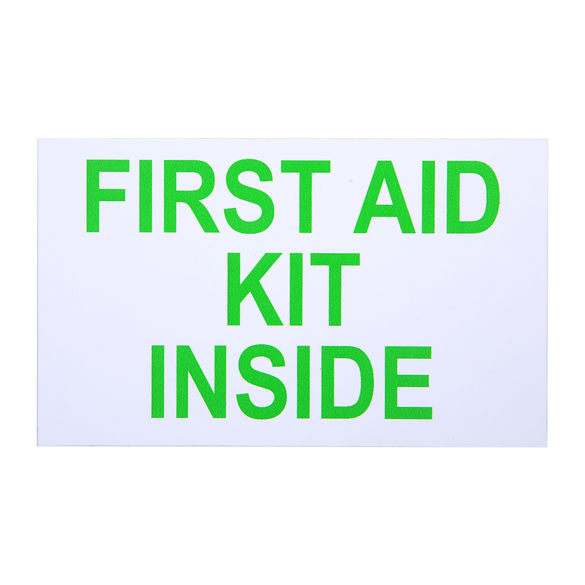 "First Aid Kit Inside" Sign with Green Lettering - 5 Pack - Kimball Midwest