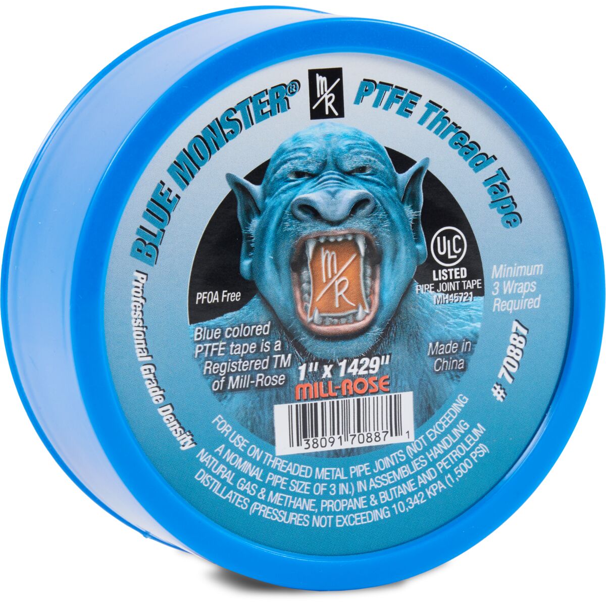 1" x 1429" Blue Monster® PTFE Thread Tape - Kimball Midwest