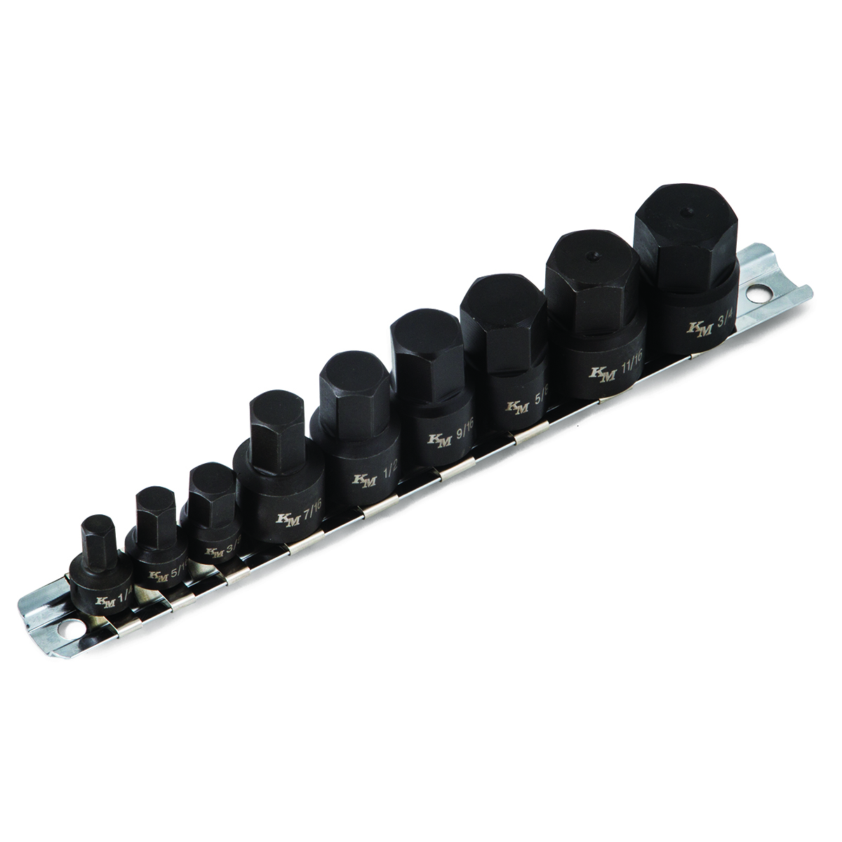 9 Piece (1/4" - 3/4") Fractional Low Profile Hex Bit Impact Socket Set ...