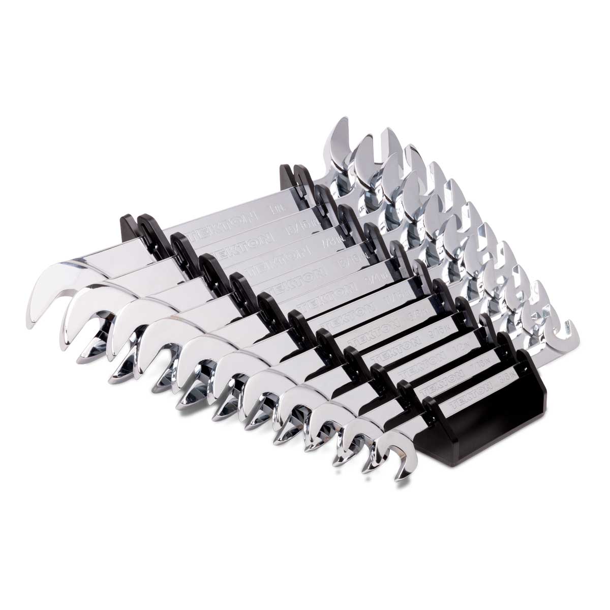 11 Piece (3/8" - 1") Fractional Angled Head Open End Wrench Set ...
