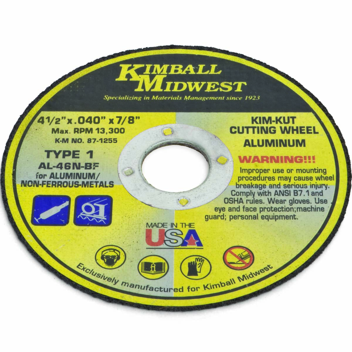 4 1 2 X 040 X 7 8 Kim Kut Type 1 Aluminum Cutting Cut Off Wheel 4-1-2-x-040-x-7-8-kim-kut-type-1-aluminum-cutting-cut-off-wheel