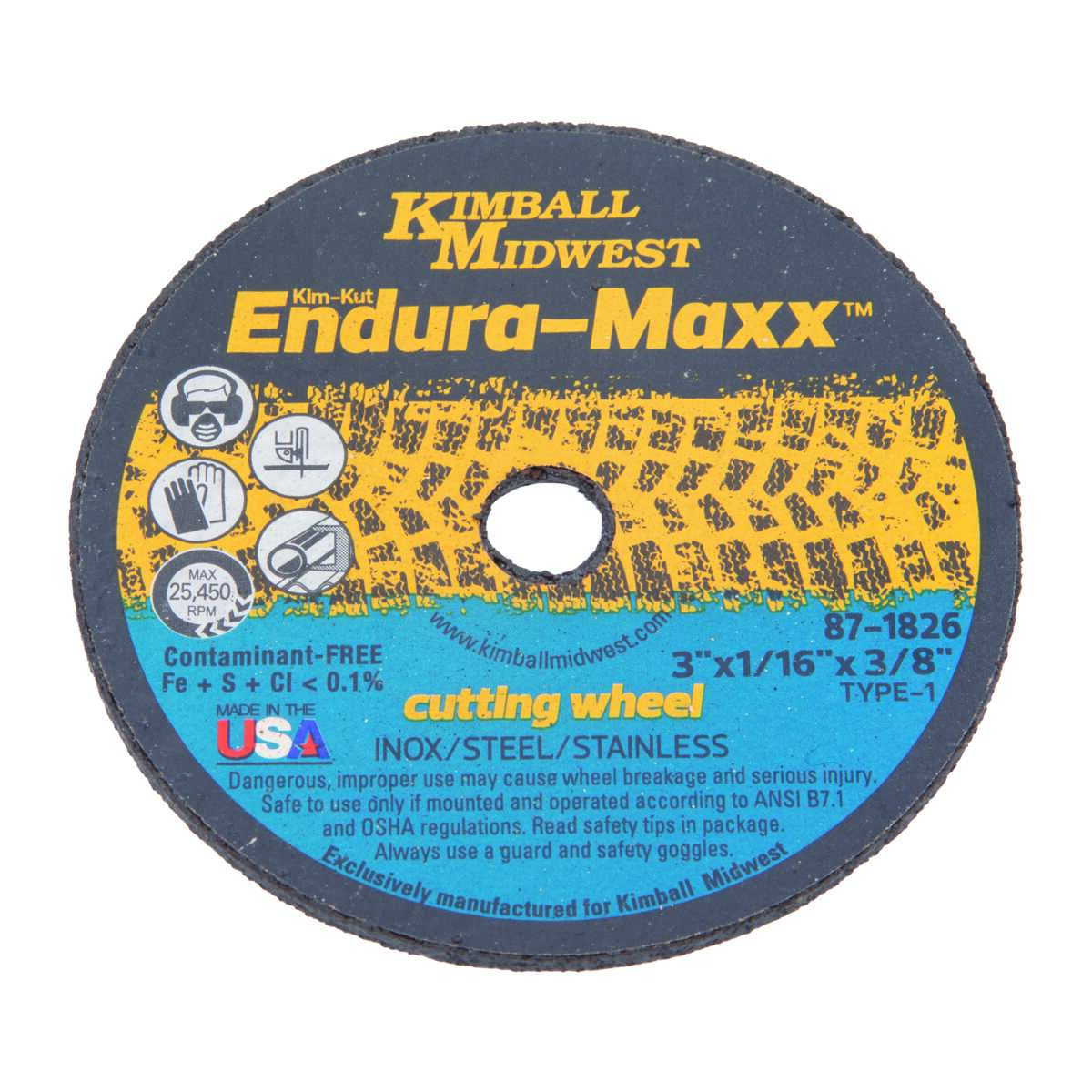 3" x 1/16 x 3/8 Endura-Maxx™ Cut-Off Wheel - Kimball Midwest