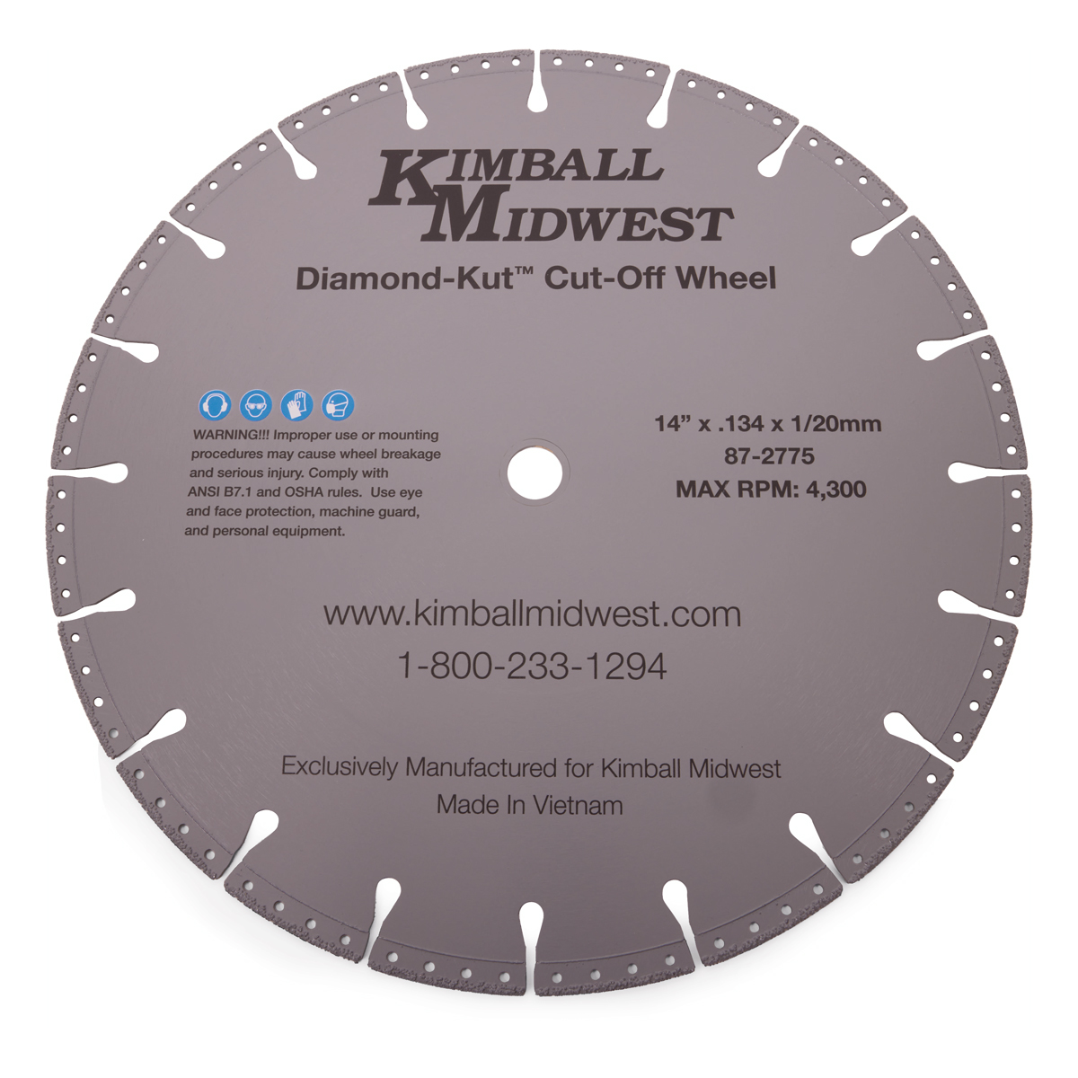 14" Type 1 Diamond-Kut™ Cut-Off Wheel - Kimball Midwest
