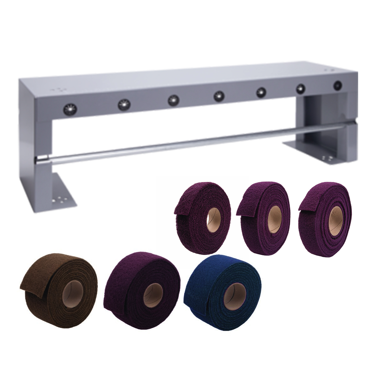 Kim-Brite Abrasive Rolls and Spool Dispenser Rack Bundle - Kimball Midwest