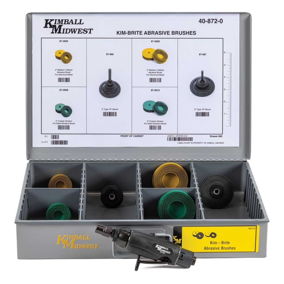 1/4" Die Grinder with Kim-Brite™ Abrasive Brushes Bundle - Kimball Midwest