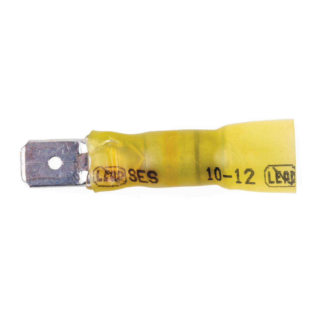 12 - 10 AWG Yellow Polyolefin Ultra-Link Crimp & Solder (1/4" Tab) Male ...