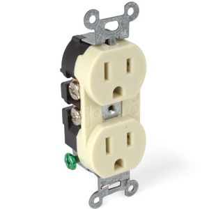 20 Amp Ivory Hubbell 2 Pole 3 Wire Straight Blade Receptacle - Kimball ...