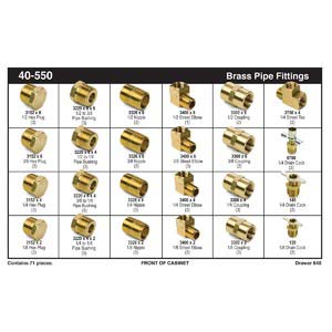 Brass Pipe Fittings Assortment (1/8" - 1/2") - Kimball Midwest