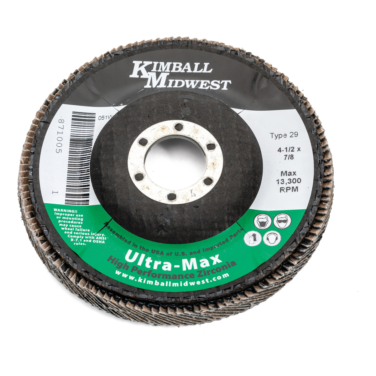 4-1/2" x 7/8" 40 Grit Type 29 Ultra-Max High Density Zirconia Grain ...
